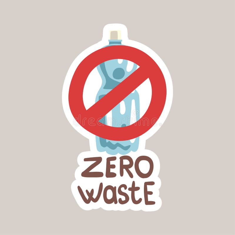 Zero Waste Tagline Sticker Cartoon Vector Illustration Stock Vector ...