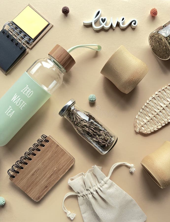 Zero Waste Tea Background, Low Impact Alternatives To Plastic Objects ...
