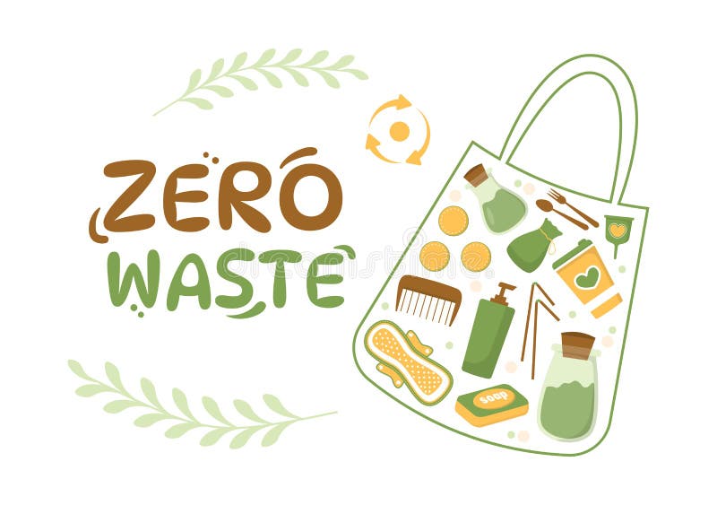 Zero Waste Template Hand Drawn Cartoon Flat Illustration with Durable ...