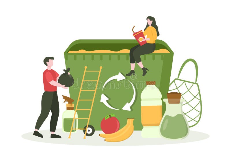 Zero Waste Template Hand Drawn Cartoon Flat Illustration with Durable ...