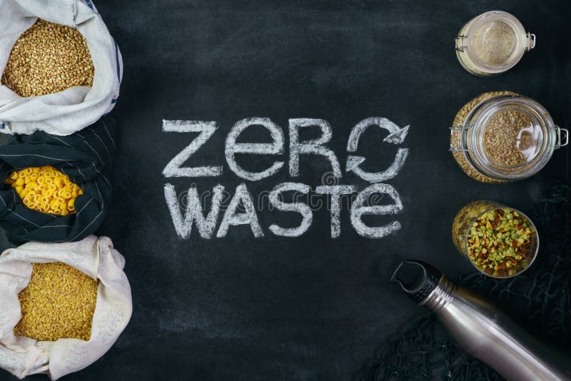 Zero Waste Text with Healthy Food in Reusable Bags and Plastic Free ...