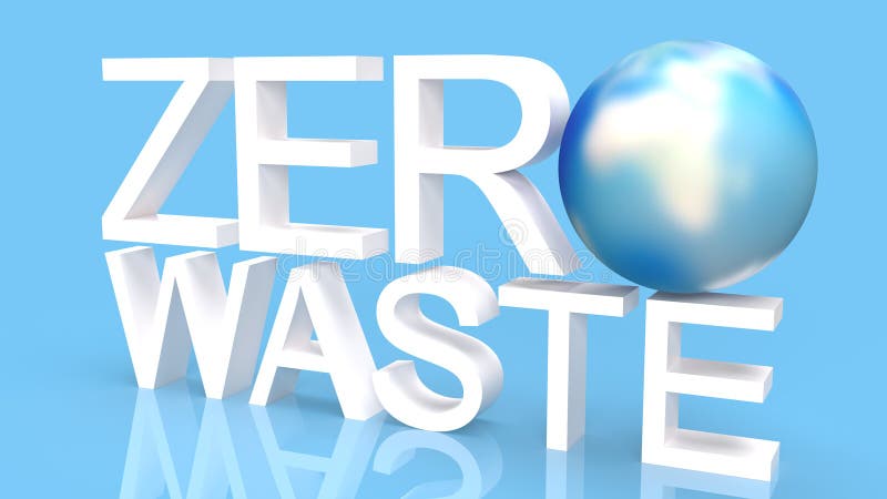 Zero Waste Text and World 3d Rendering for Eco Content Stock ...