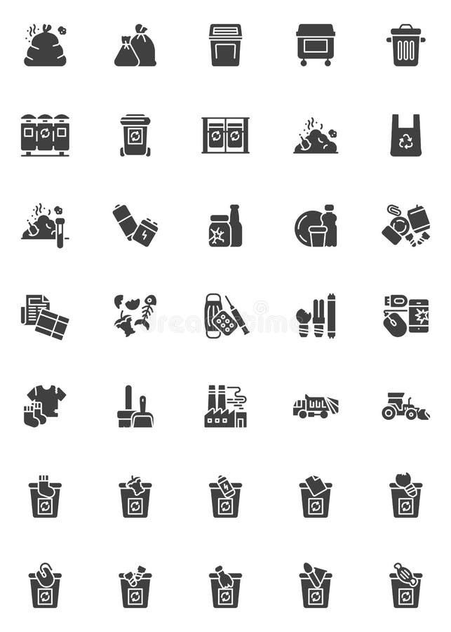 Zero Waste Vector Icons Set Stock Vector - Illustration of reduce ...
