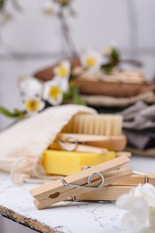 Zero Waste Wooden Clothes Pin Stock Image - Image of bathroom ...