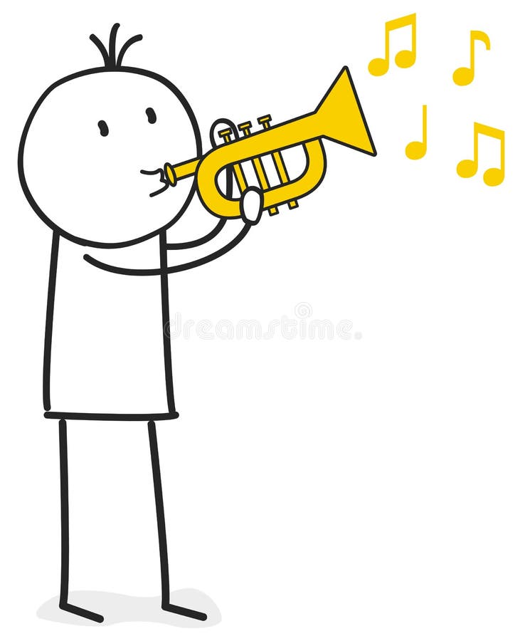 Stick Figure Person Make Music and Play a Guitar Stock Vector ...