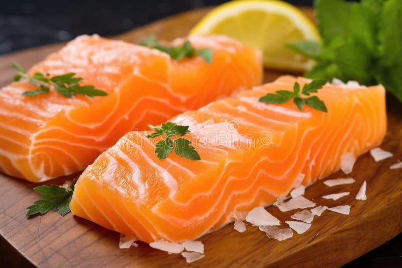 Zested Citrus Rind on Marinated Salmon Fillets Stock Photo - Image of ...