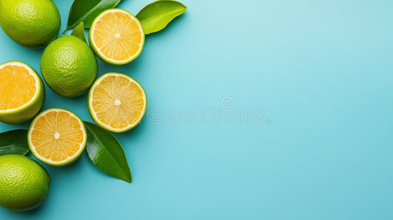 Zesty Green Limes, a Refreshing Pop of Color on Tranquil Blue ...