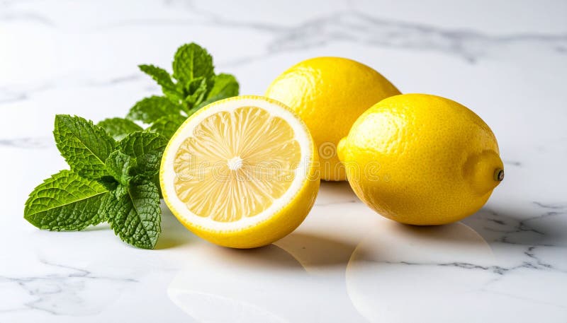 Zesty Lemon Slices with Mint Accent Stock Illustration - Illustration ...