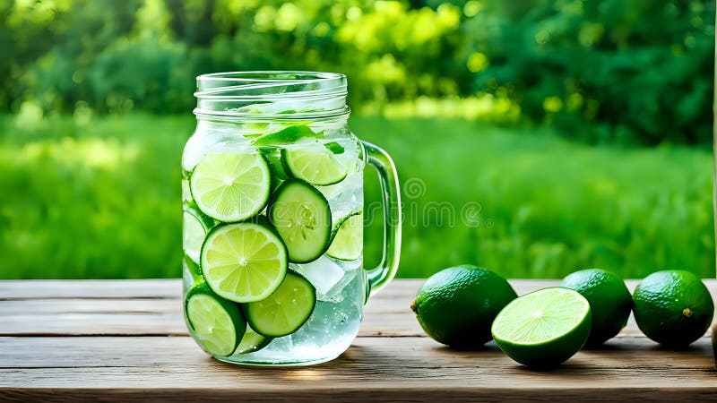 Zesty Lime and Cucumber Water in a Jar. Healthy and Refreshing Drink ...