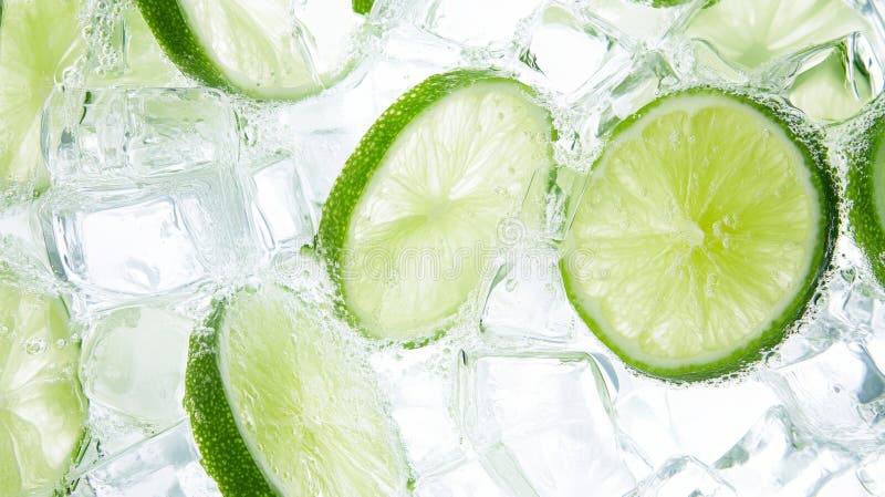 Zesty Refreshment, Closeup of Ice Cold Lime Slices for Ultimate Summer ...