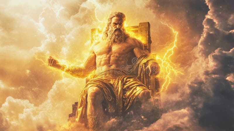 Zeus Descends from His Throne with Lightning in Hand Amid Gathering ...