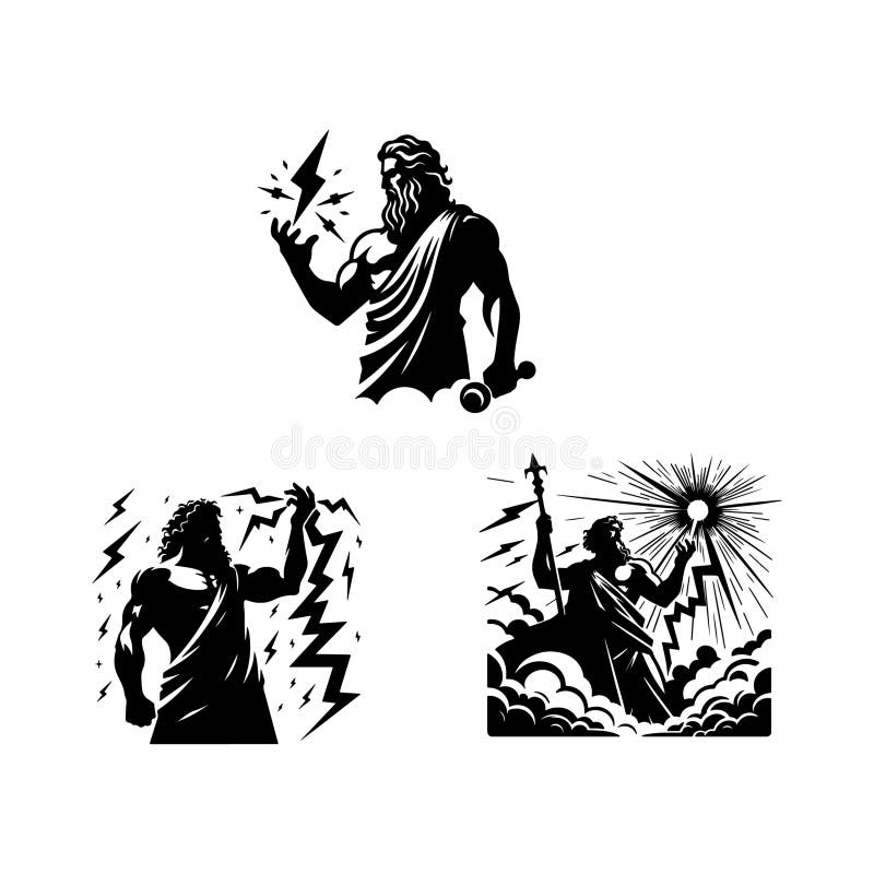 Zeus god of lightning stock vector. Illustration of font - 368084746