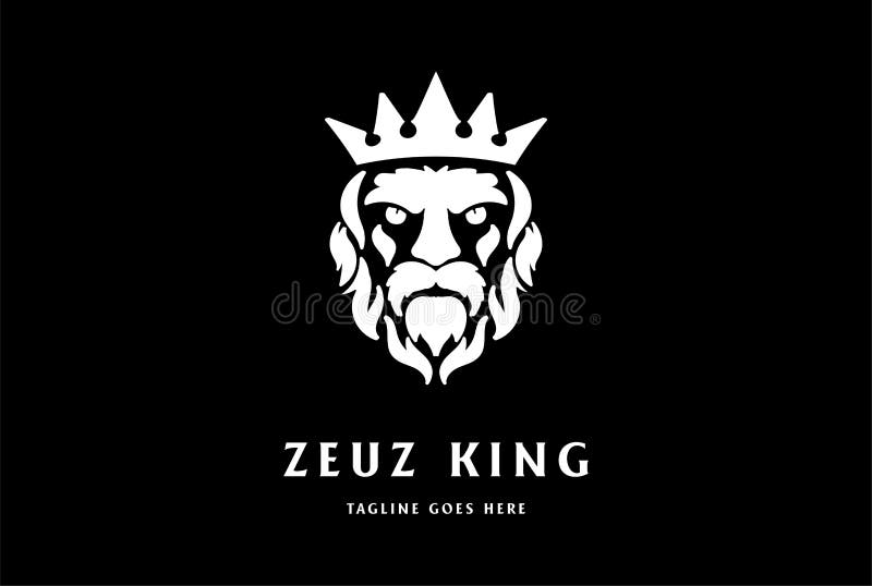 Zeus Poseidon Lord King God Crown Face Head Logo Design Vector Stock ...