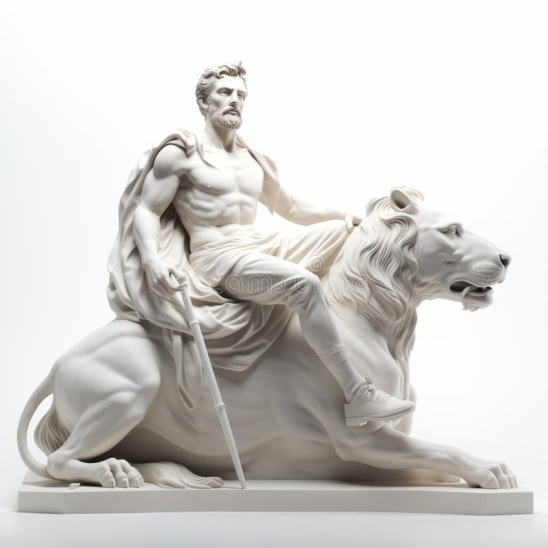 Zeus Riding Lion: Hyperrealistic Rendering of the King of Britain Stock ...