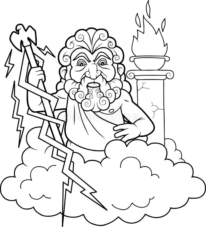 Zeus va tirer la foudre illustration de vecteur. Illustration du image ...