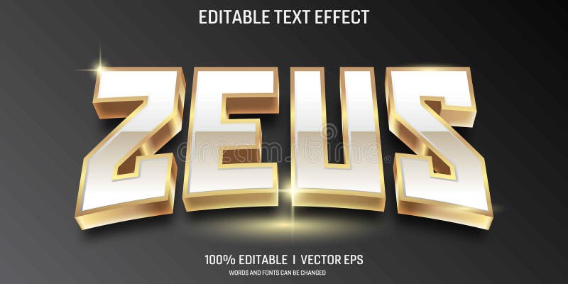 Zeus White and Gold Color Vector Text Effect with Modern Style Design ...
