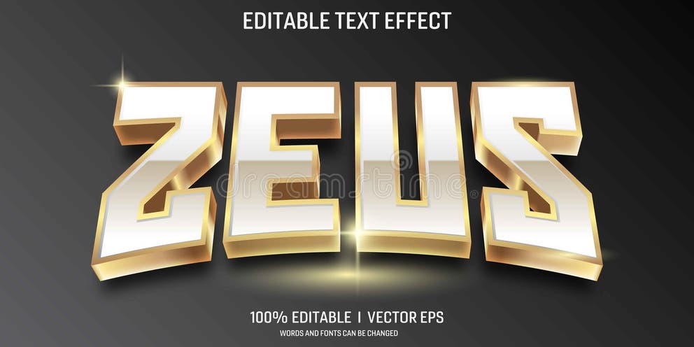 Zeus White and Gold Color Vector Text Effect with Modern Style Design ...