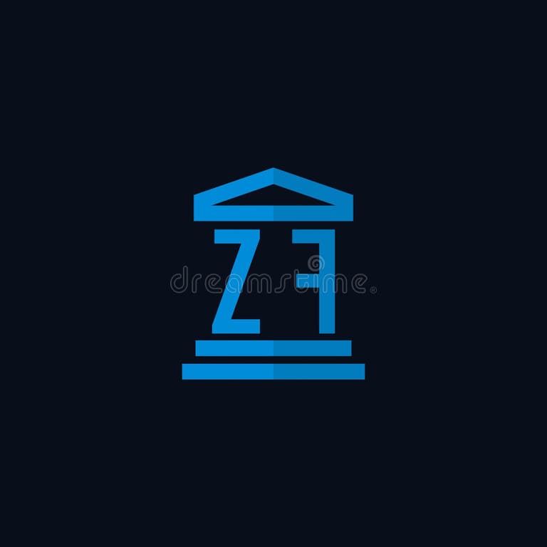 ZF Initial Logo Monogram with Simple Courthouse Building Icon Design ...