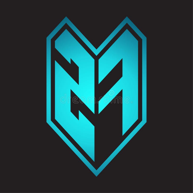 ZF Logo Monogram with Emblem Line Style Isolated on Blue Gradient ...