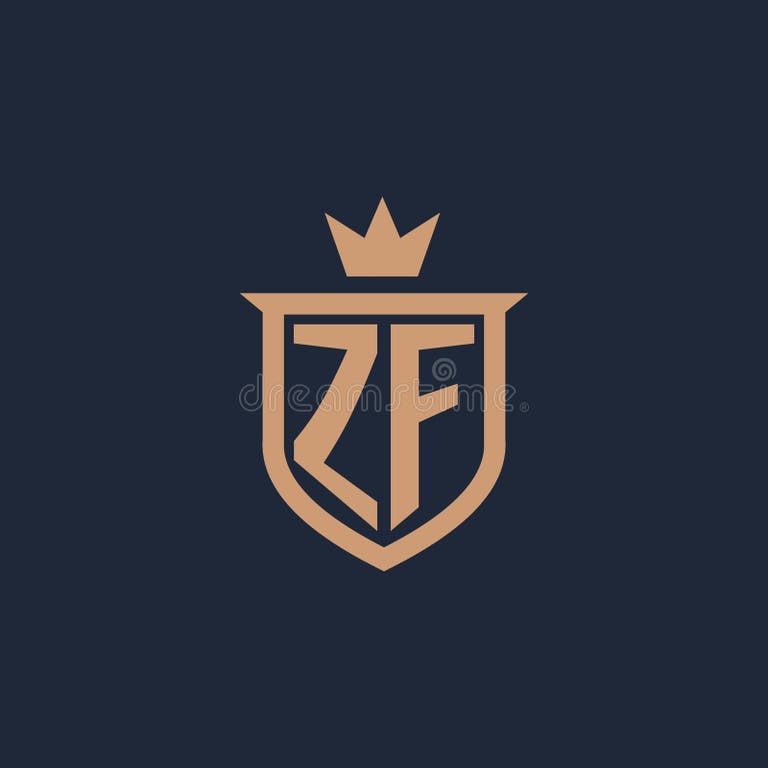 ZF Monogram Initial Logo with Shield and Crown Style Stock Vector - Illustration of logotype ...