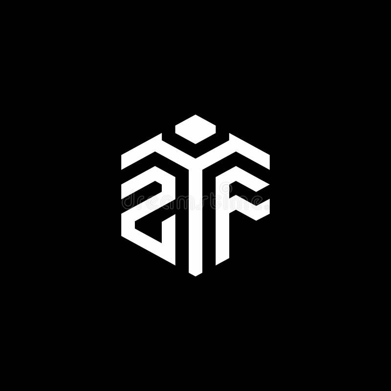 ZF Monogram Logo with Abstract Hexagon Style Design Template Stock ...