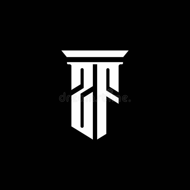 ZF Monogram Logo with Emblem Style Isolated on Black Background Stock ...