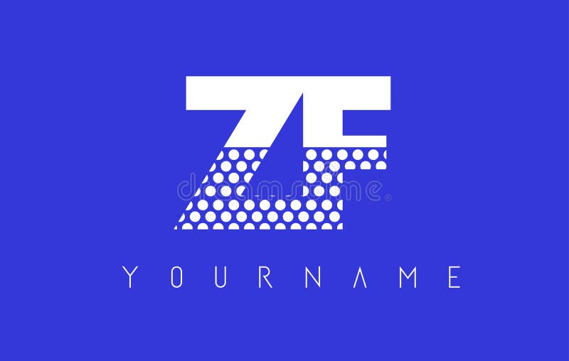ZF Z F Dotted Letter Logo Design with Blue Background. Stock Vector ...