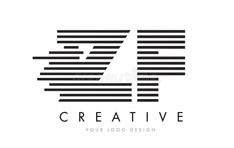 ZF Z F Zebra Letter Logo Design with Black and White Stripes Stock ...