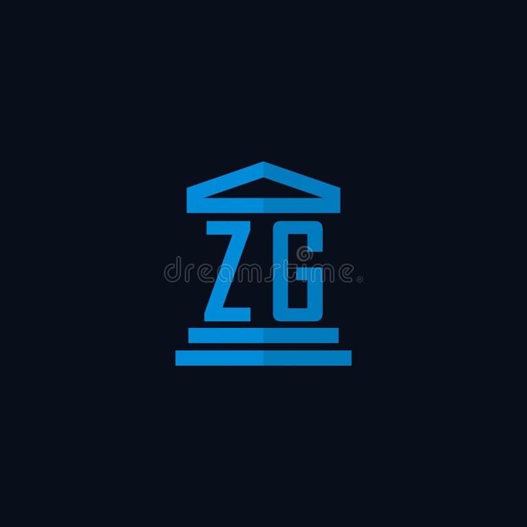 ZG Initial Logo Monogram with Simple Courthouse Building Icon Design ...