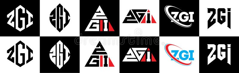 ZGI Letter Logo Design in Six Style. ZGI Polygon, Circle, Triangle ...