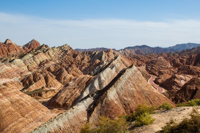 Zhangye Danxia Geological Park Scenery in Zhangye, Gansu, China. it is ...