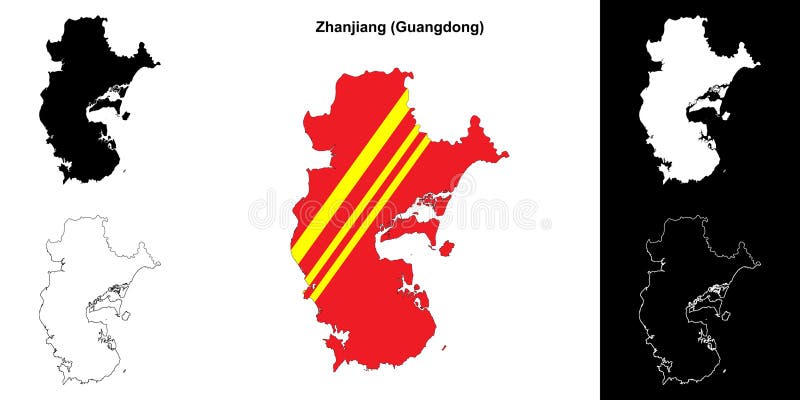 Zhanjiang outline map stock vector. Illustration of empty - 334854231