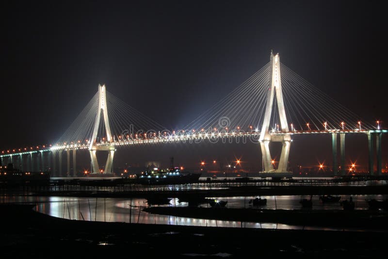 Zhanjiang Gulf Bridge at Night Stock Image - Image of bridge, night ...