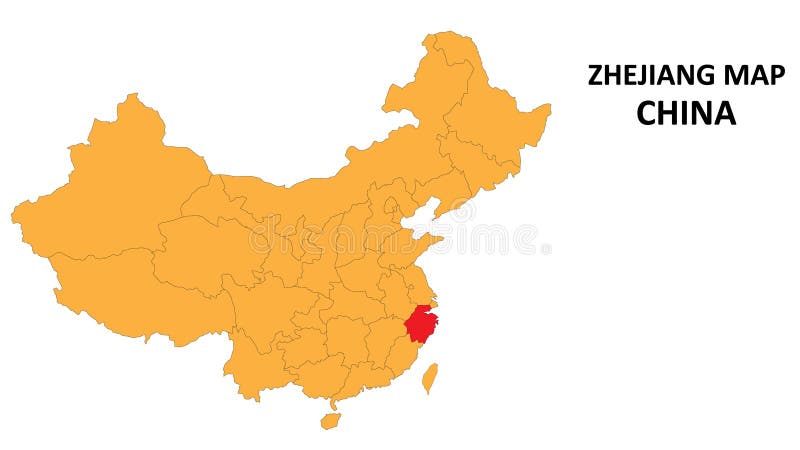 Zhejiang Province Map Highlighted on China Map with Detailed State and ... Zhejiang Province Map Highlighted on China Map with Detailed State and ...