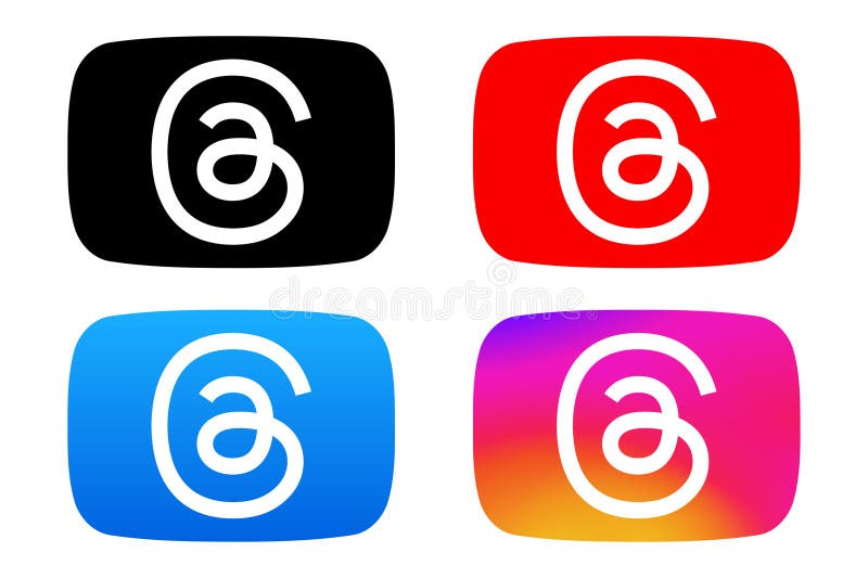 Threads Mobile App Icon on White Background, Vector Illustration. Meta ...