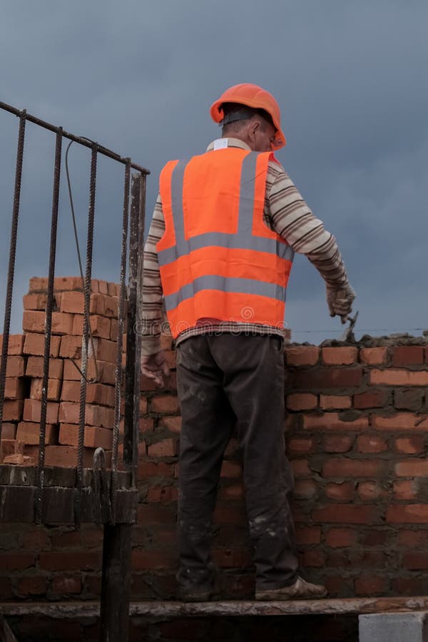 Zhytomyr, Ukraine - October 1, 2020: Workers Laying Bricks on ...