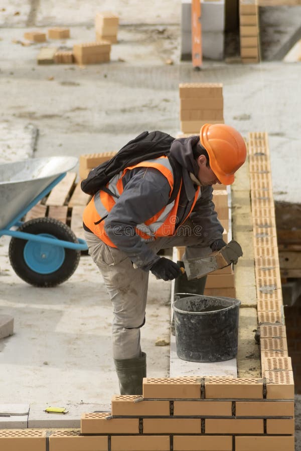 Zhytomyr, Ukraine - September 8, 2020: Workers Laying Bricks on ...