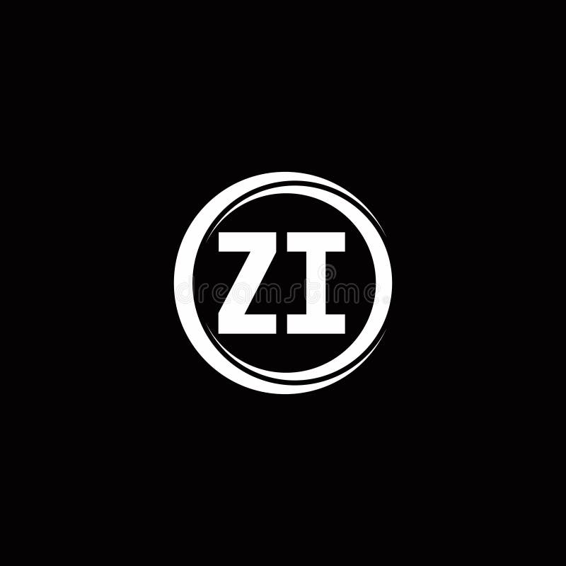 ZI Logo Initial Letter Monogram with Circle Slice Rounded Design ...