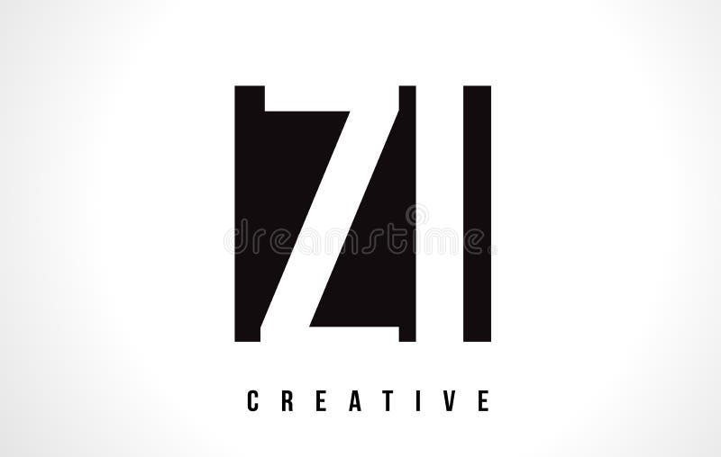 ZI Z I White Letter Logo Design with Black Square. Stock Vector ...