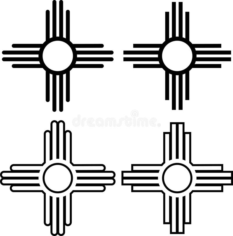 Zia Symbol Vector in Four Styles. Solid Round Cap Line, Solid Flat Cap ...