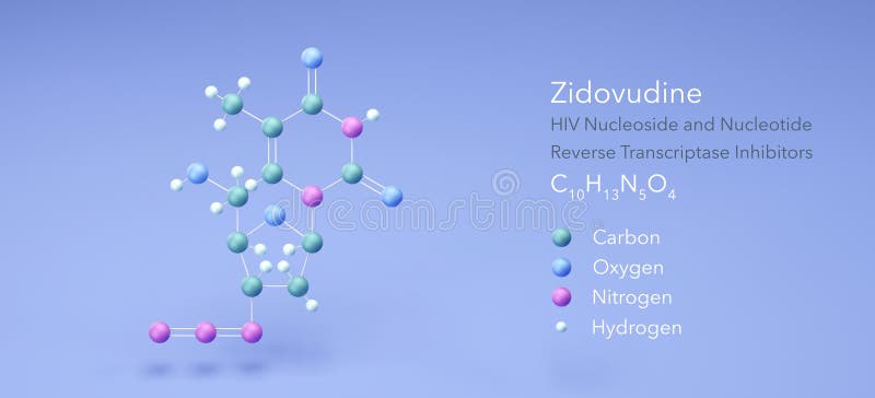 Zidovudine, ZDV, Azidothymidine, AZT Molecule. it is Synthetic ...