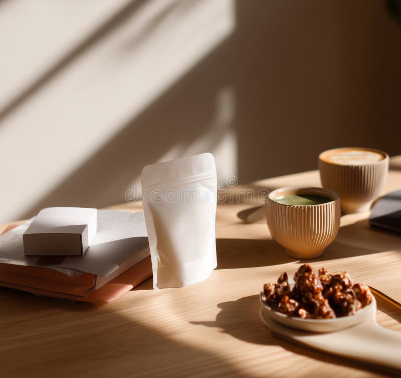 Zig Package White Mockup, Snacks, Nuts, Healthy Food Stock Illustration ...