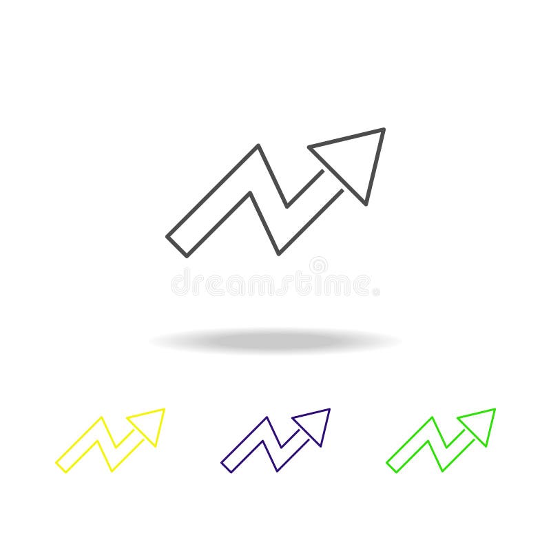 Zig Zag Arrow Multicolored Icons. Thin Line Icon for Website Design and ...