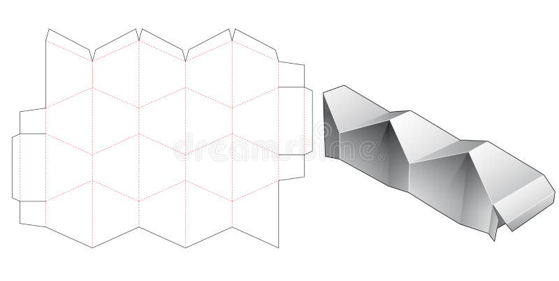 Zig Zag Box with Handle Die Cut Template Design Stock Vector ...
