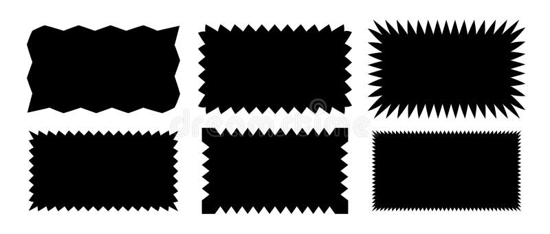 Zig Zag Edge Rectangle Shape Collection. Jagged Rectangular Elements ...