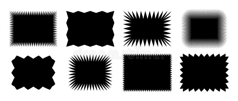 Zig Zag Edge Rectangle Shape Collection. Jagged Square Elements Set ...
