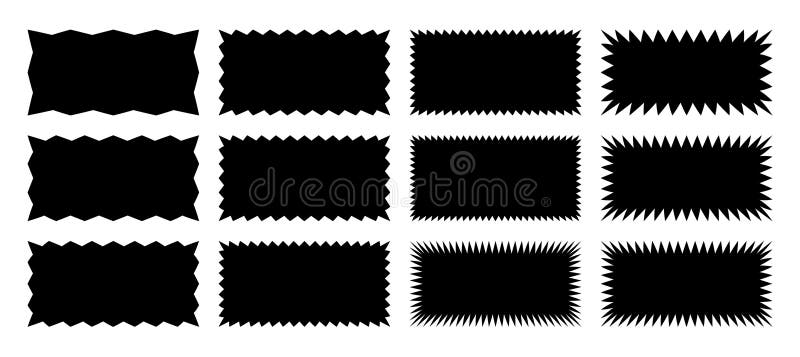 Zig Zag Edge Rectangle Shapes Set. Vector Wavy Box Rectangular Stock ...