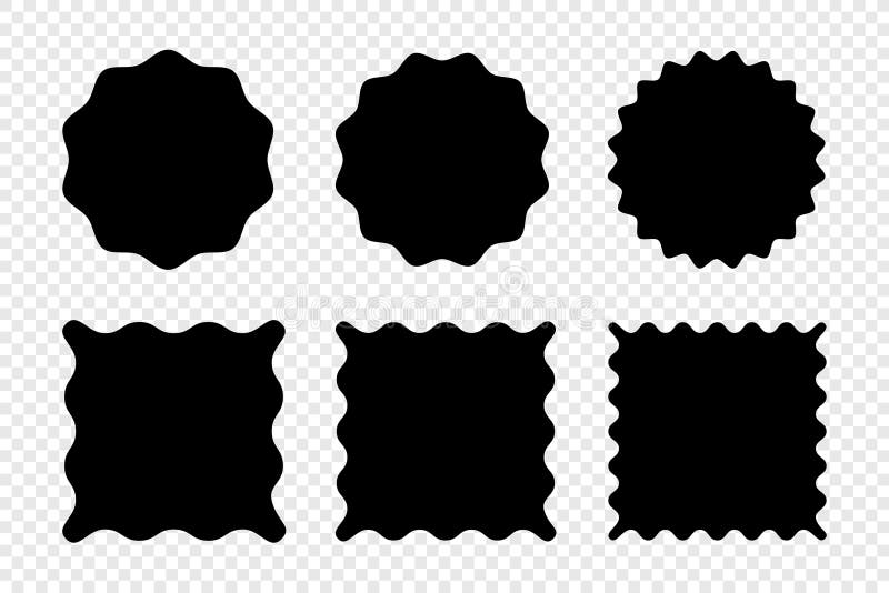 Zig Zag Edge Square and Circle Shapes Collection. Sale Sticker Vector ...