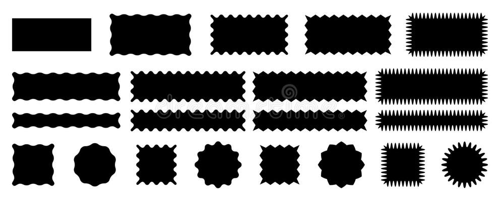 Zig Zag Rectangular Shape with Jagged Edges. Torn Shape Pieces Set ...