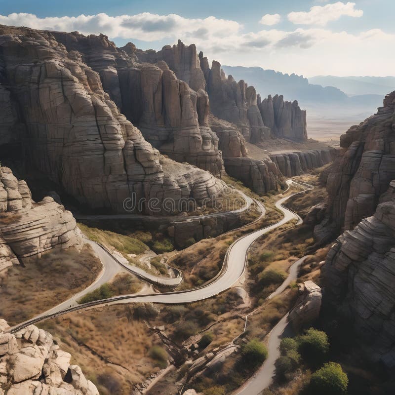 A Zig Zag Road in the Hills Stock Illustration - Illustration of cliff ...